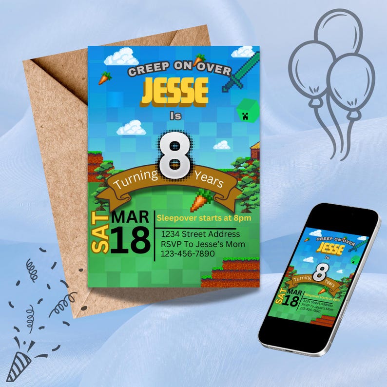 Minecraft Birthday Invitation Template, Printable Minecraft Invitation ...