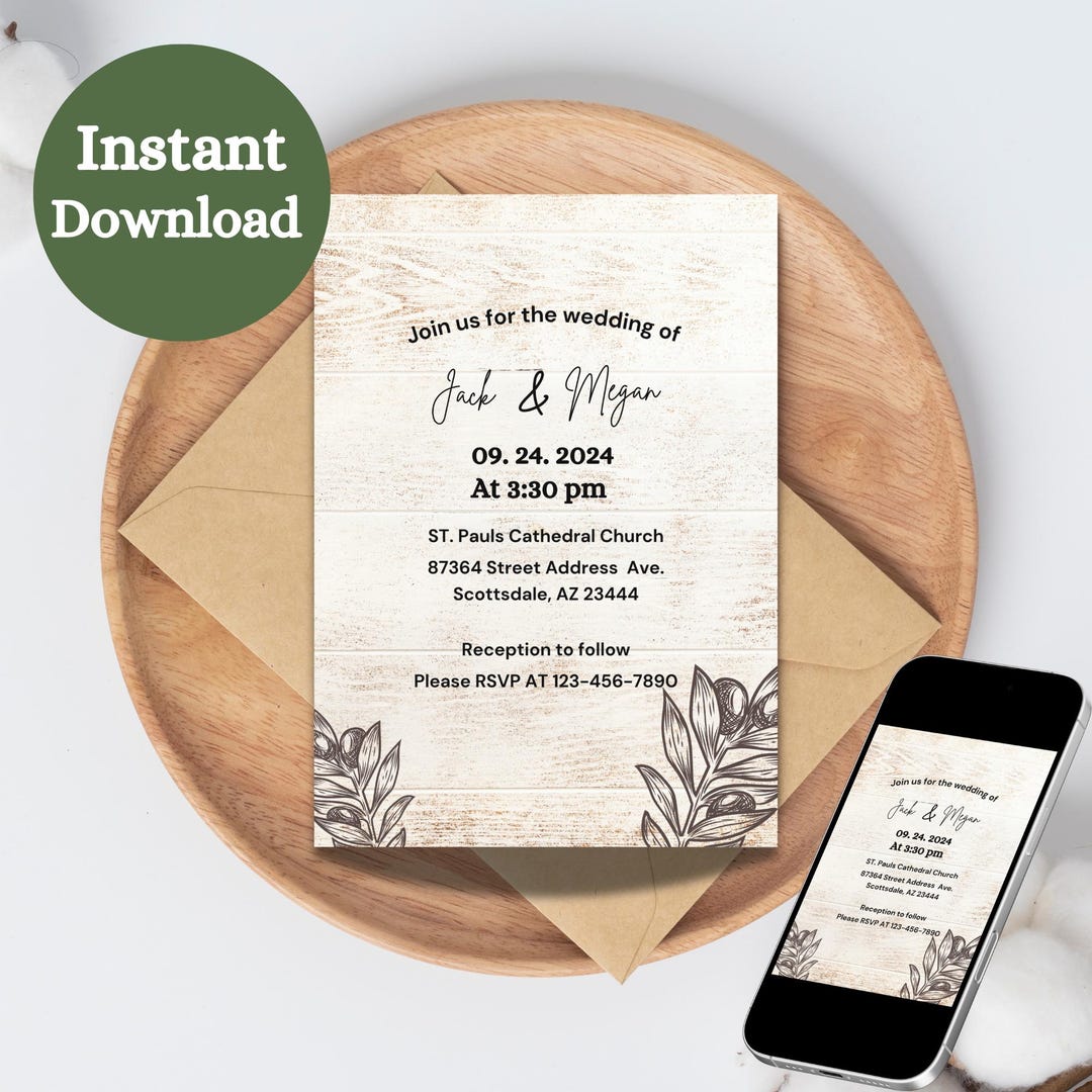Whimsical Farm Wedding Invitation Template, Outdoor Wedding Invite ...