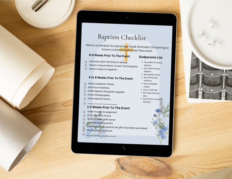 Digital Planner Personalized Checklist Template, Child's Baptism, 8.5 ...