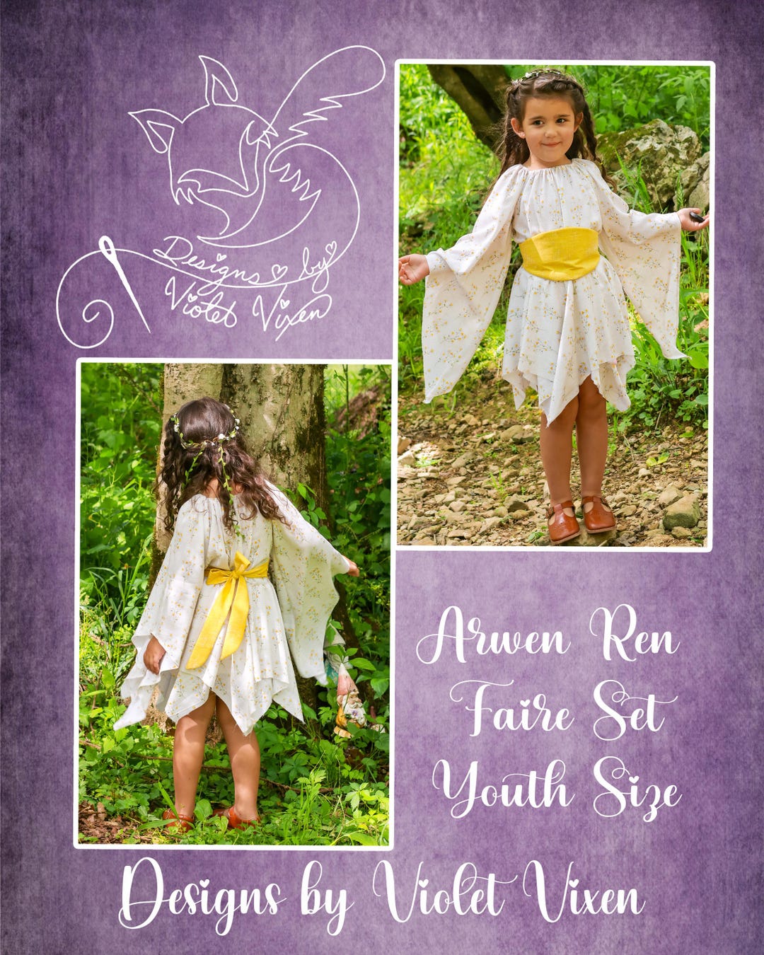Arwen Ren Faire Set PDF Pattern Youth Sizes 2T-14, Boutique Style, A0 ...