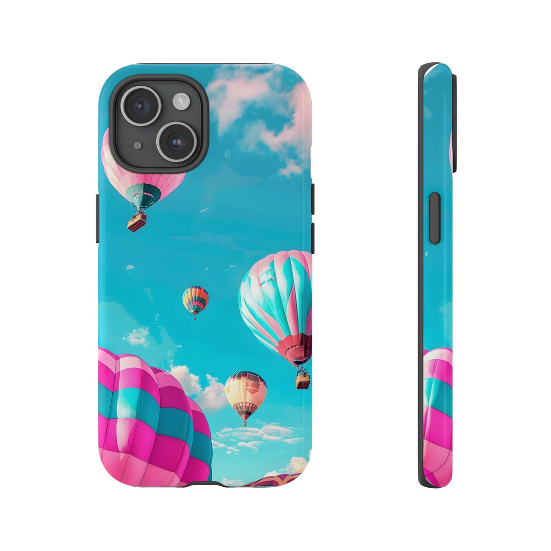 Colorful Hot Air Balloon Clear Blue Sky Phone Case iPhone 15 Pro Max 14 ...