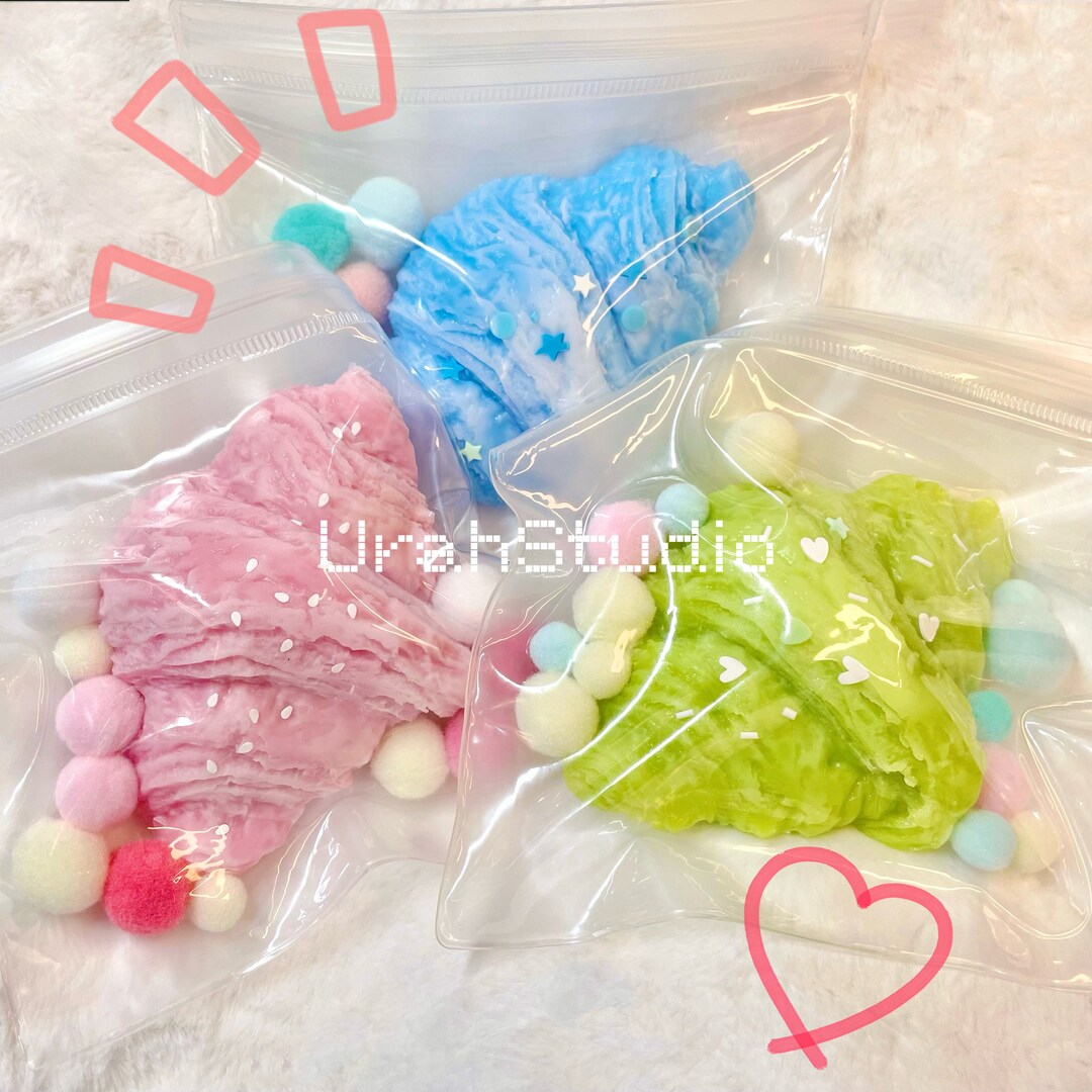 Croissant Squishy Toy | Hand-made | Macaron Colour | Stress Reliever | Slime Toy - Etsy