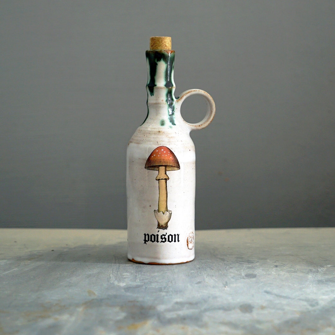 Fly Agaric Mushroom Ceramic Potion Bottle for Poison Vintage Apothecary ...