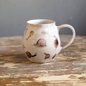 Ceramic Snail Mug Pottery Snails Coffee Mug Handmade Overglaze Painting ...