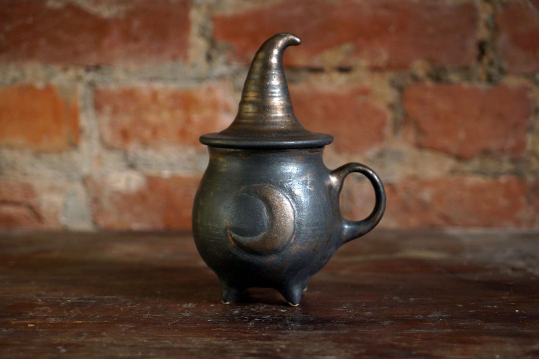 Handcrafted Ceramic Cauldron Mug With Witch Hat Lid – Unique Halloween ...