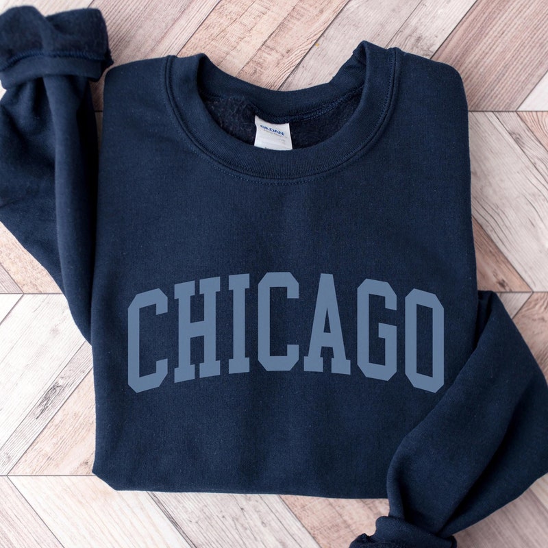 Chicago Bears Navy Crewneck - Etsy