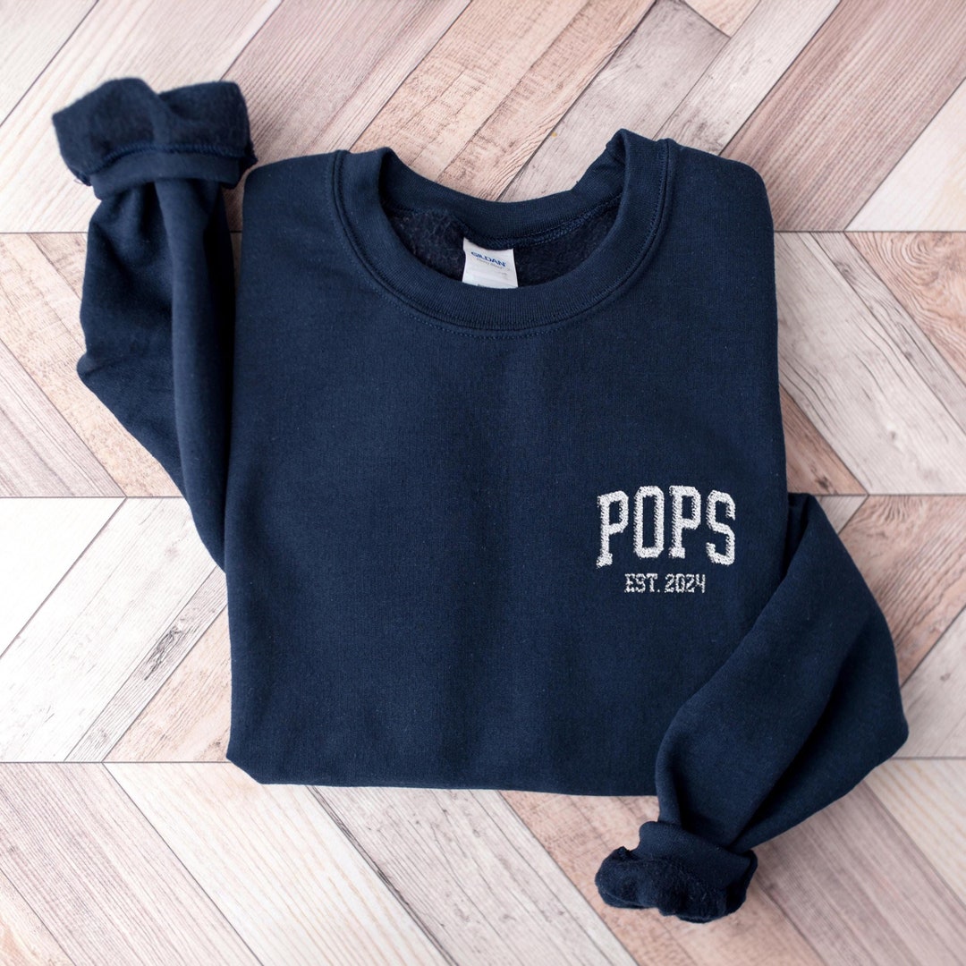Personalized Embroidered Pops Sweatshirt, Custom Embroidery Dad Sweater ...