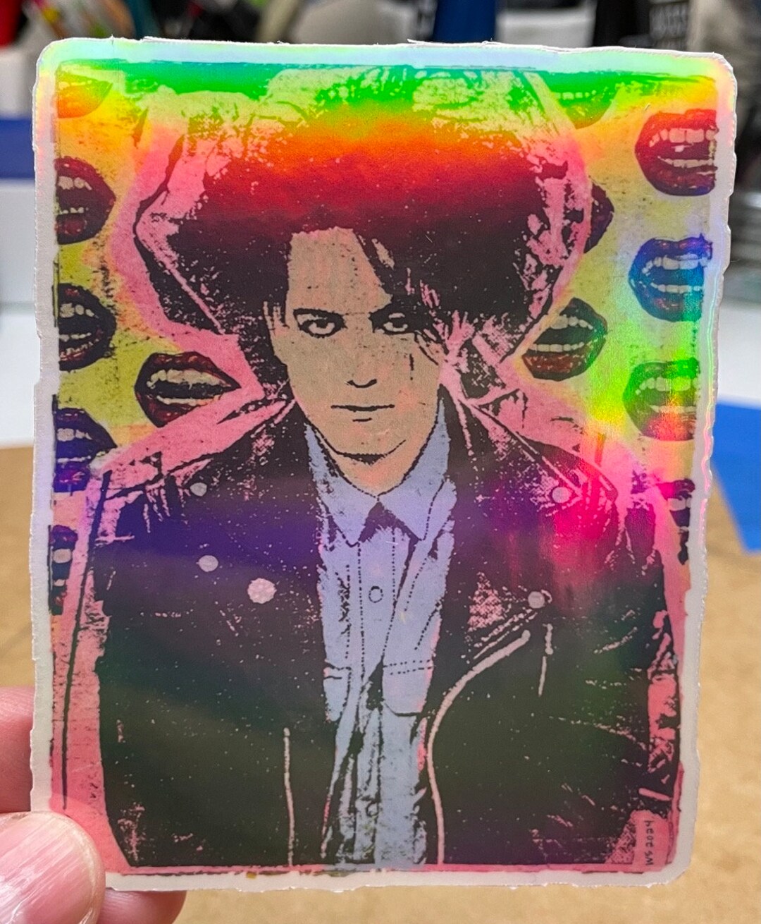 Neon Large Robert Smith Sticker Gothic Rock Tribute Iridescent Music ...