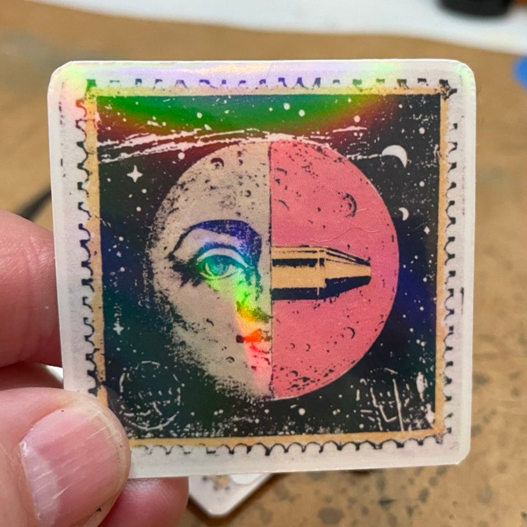 Half Moon Pink Art Sticker, Square Art, 2x2 Inches - Etsy