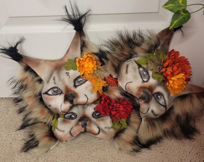 Airbrushed Canadian Lynx Therian Masks With Flowers and Leaves! - Etsy