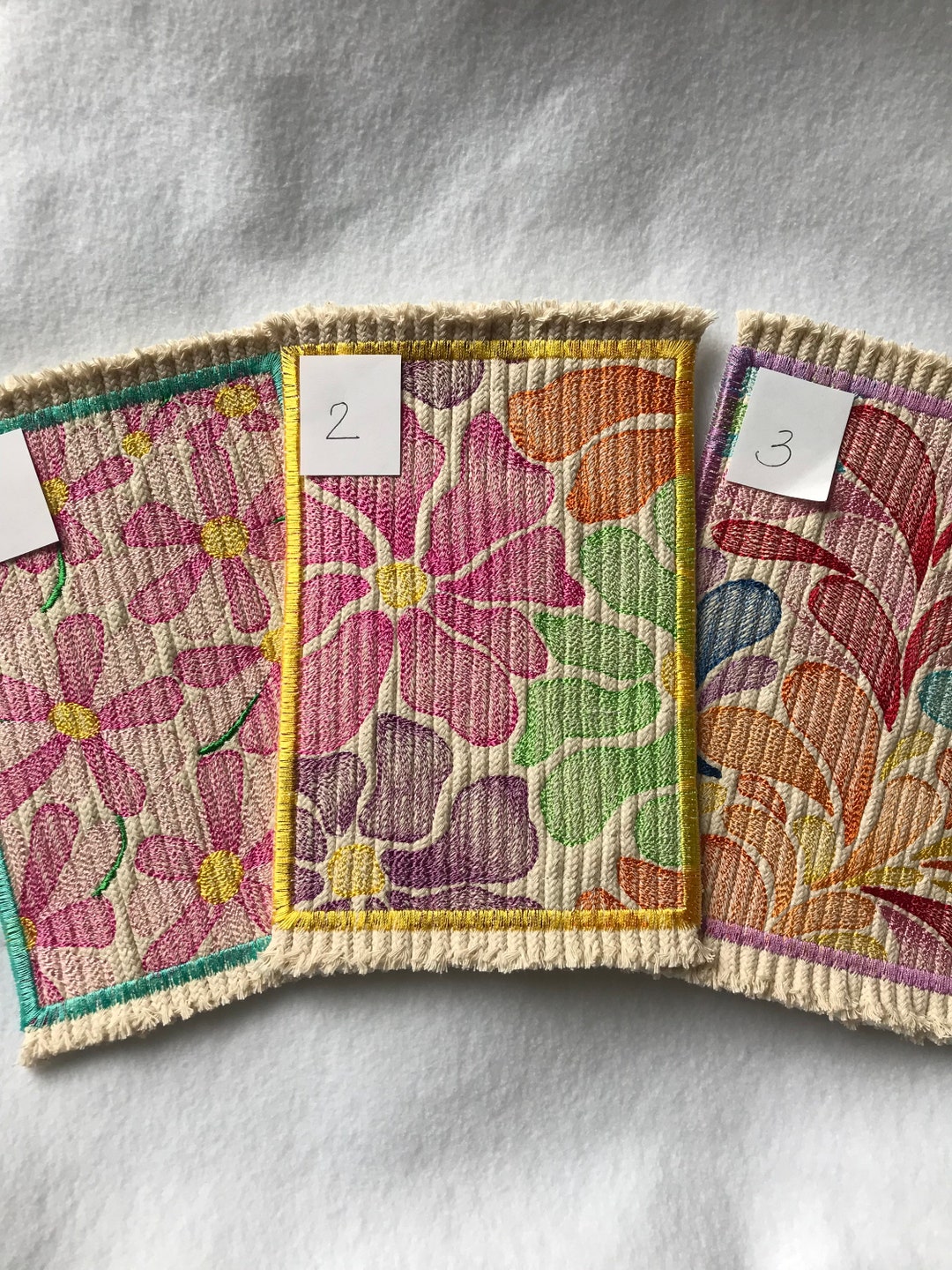 Embroidered Rope Mug Rug Cord Coaster Daisy Flower Retro Flower Swirl ...