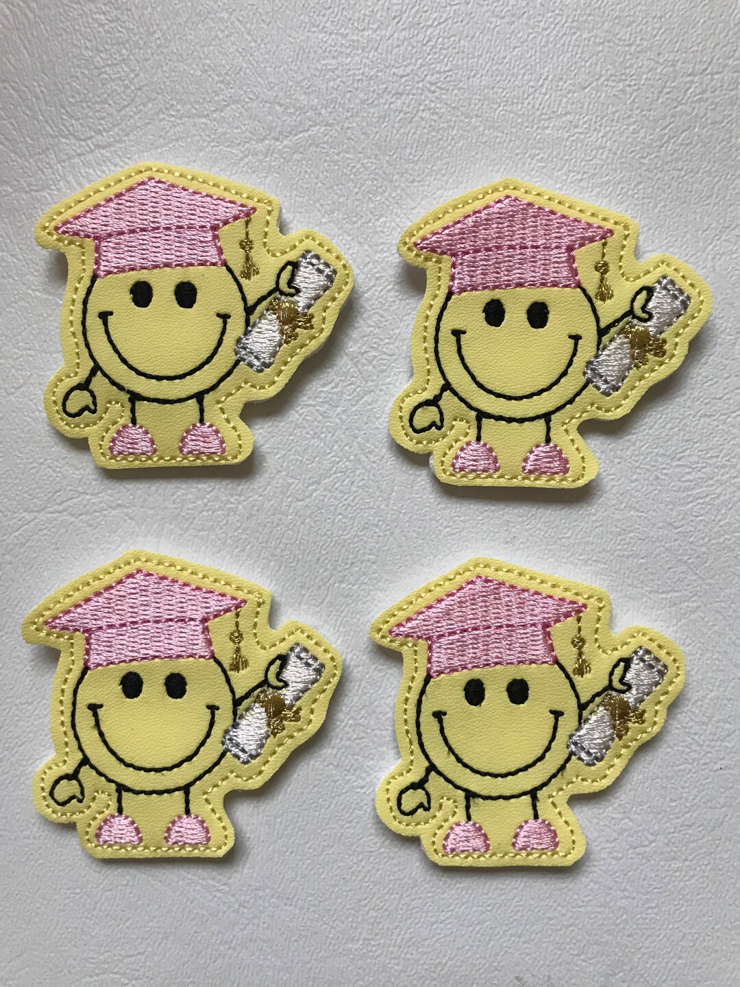 4 Vinyl With Felt Graduation Smiley With Cap Diploma Feltie Applique ...