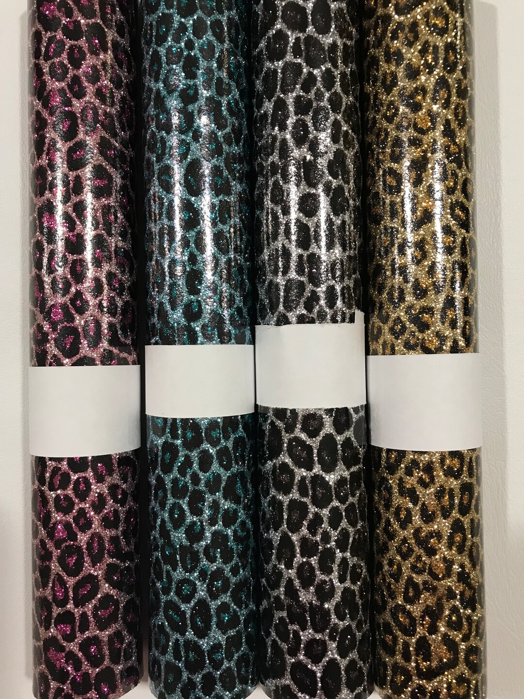 Leopard Glitter Vinyl With Canvas Back for Embroidery 9 X 50 Inch Rolls ...