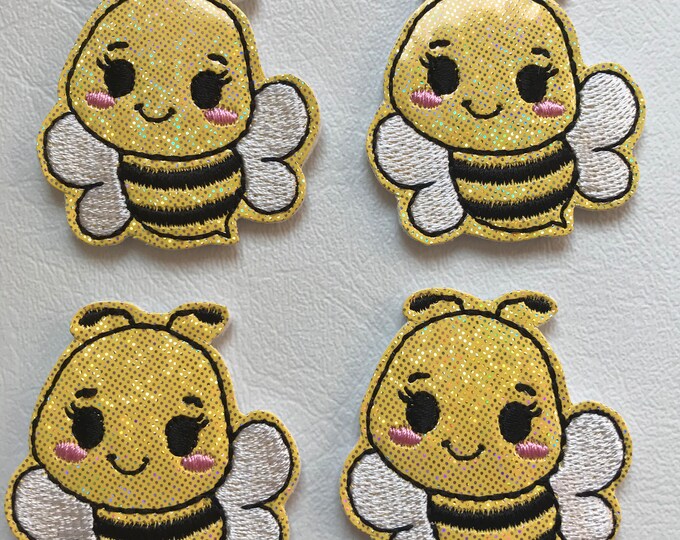 4 Vinyl With Felt Bee Feltie Applique Embellishments Style BA - Etsy