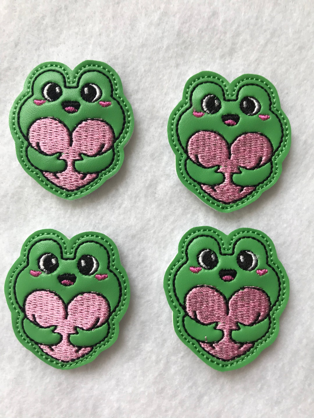 4 Vinyl With Felt Hug Frog Feltie Animal Feltie Applique Embellishments ...