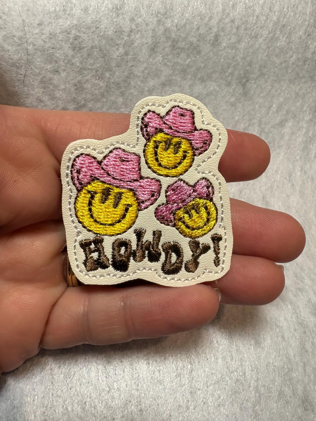 Howdy Smiley Cowboy Feltie Western Applique Embellishments RTS - Etsy