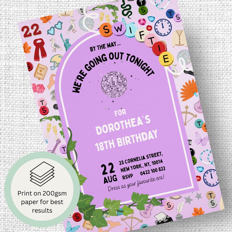 Taylor Swift Digital Template for Swiftie Party: DIY Edit and Print - Etsy