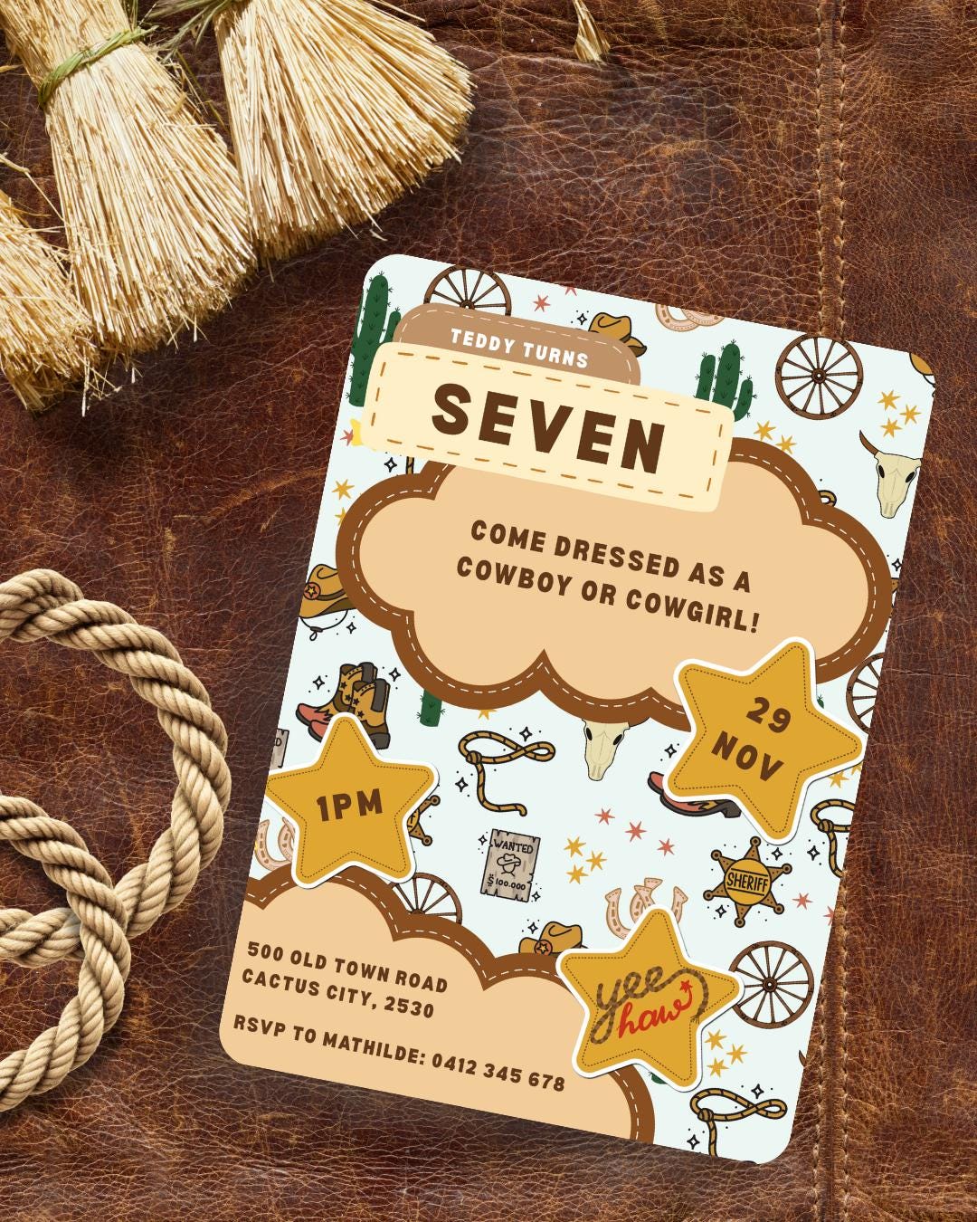 Rodeo Birthday Party Digital Invitation Cowboy or Cowgirl Theme - Etsy