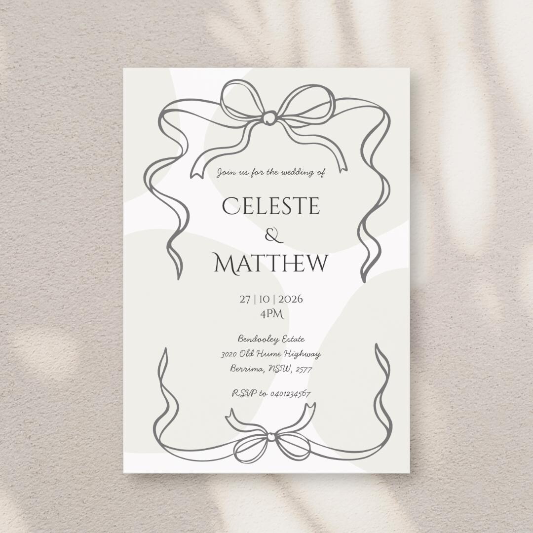 Digital Wedding Invitation Ribbons Bows Digital Template - Etsy