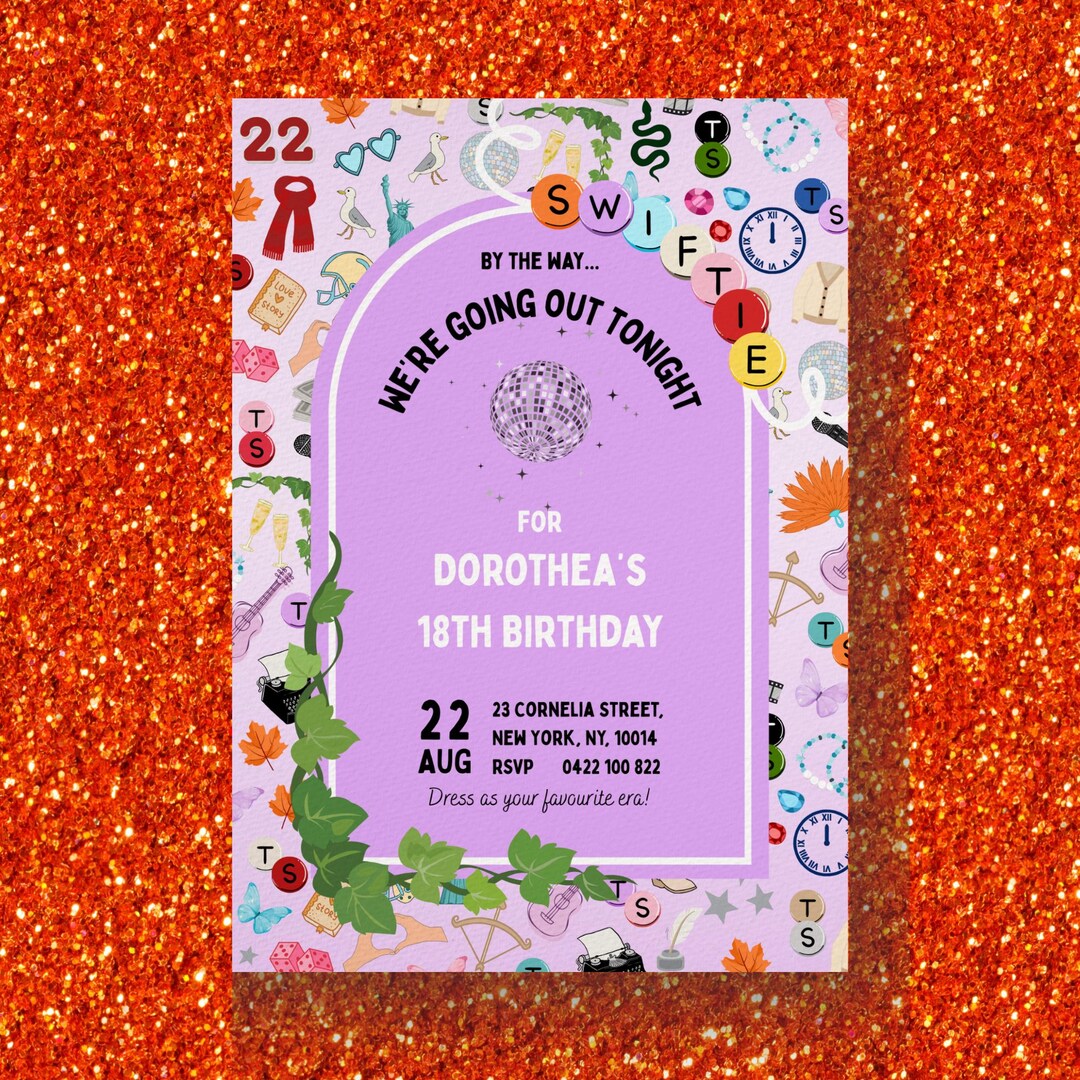 Taylor Swift Party Invitation Digital Template: DIY Edit and Print - Etsy