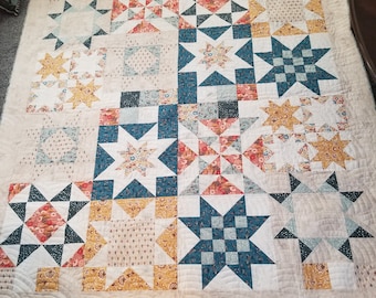 Beautiful Modern Quilt Barn Star Sampler Twin 88 X 72 Handmade - Etsy