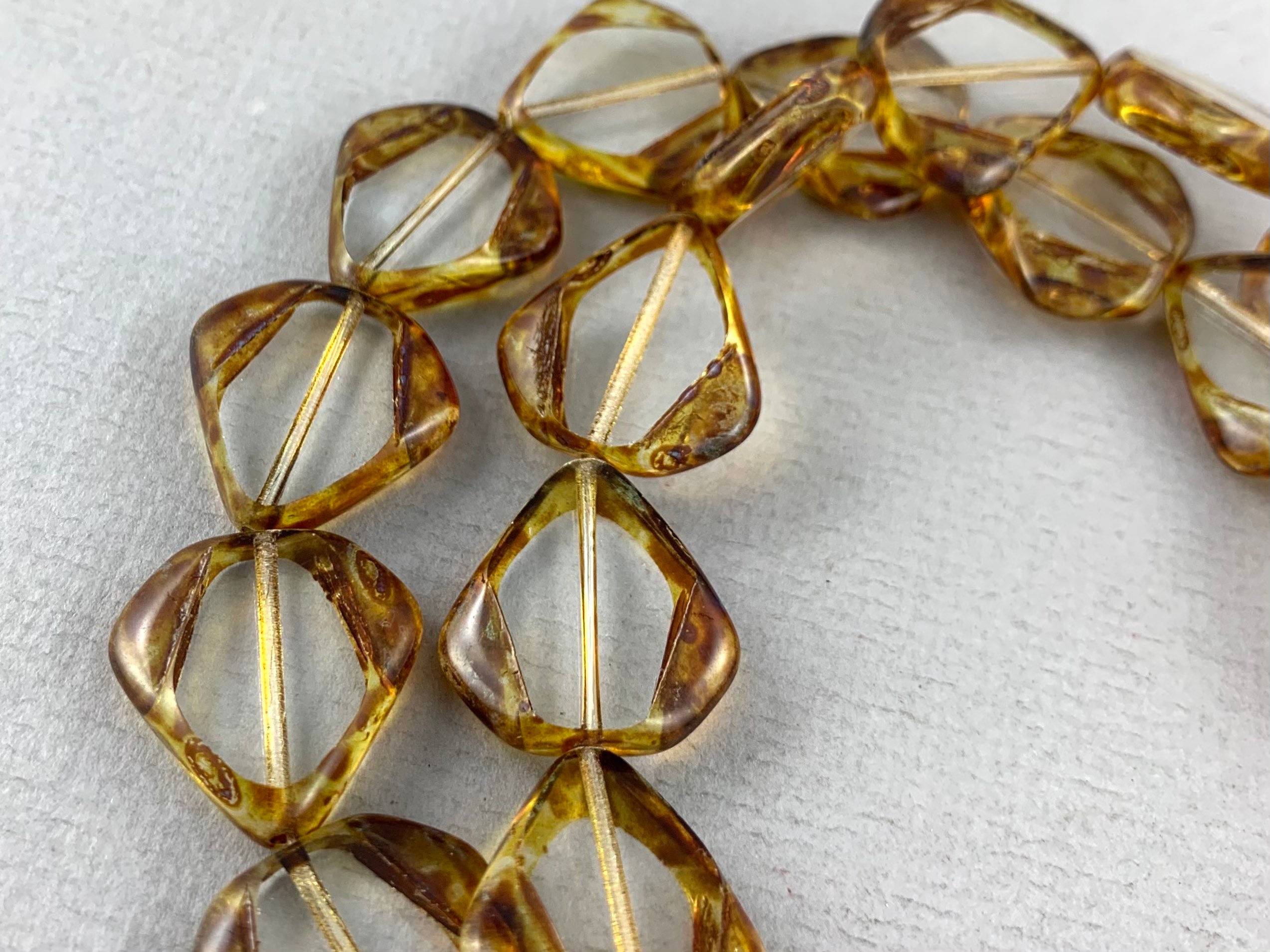 Crystal Clear Czech glass pressed table cut rounded triangle | Etsy