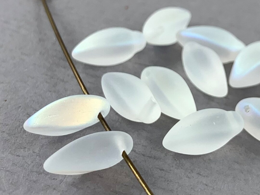 Pointed Twisted Icicle Drops, Transparent Matte Clear Drop Beads, Czech ...