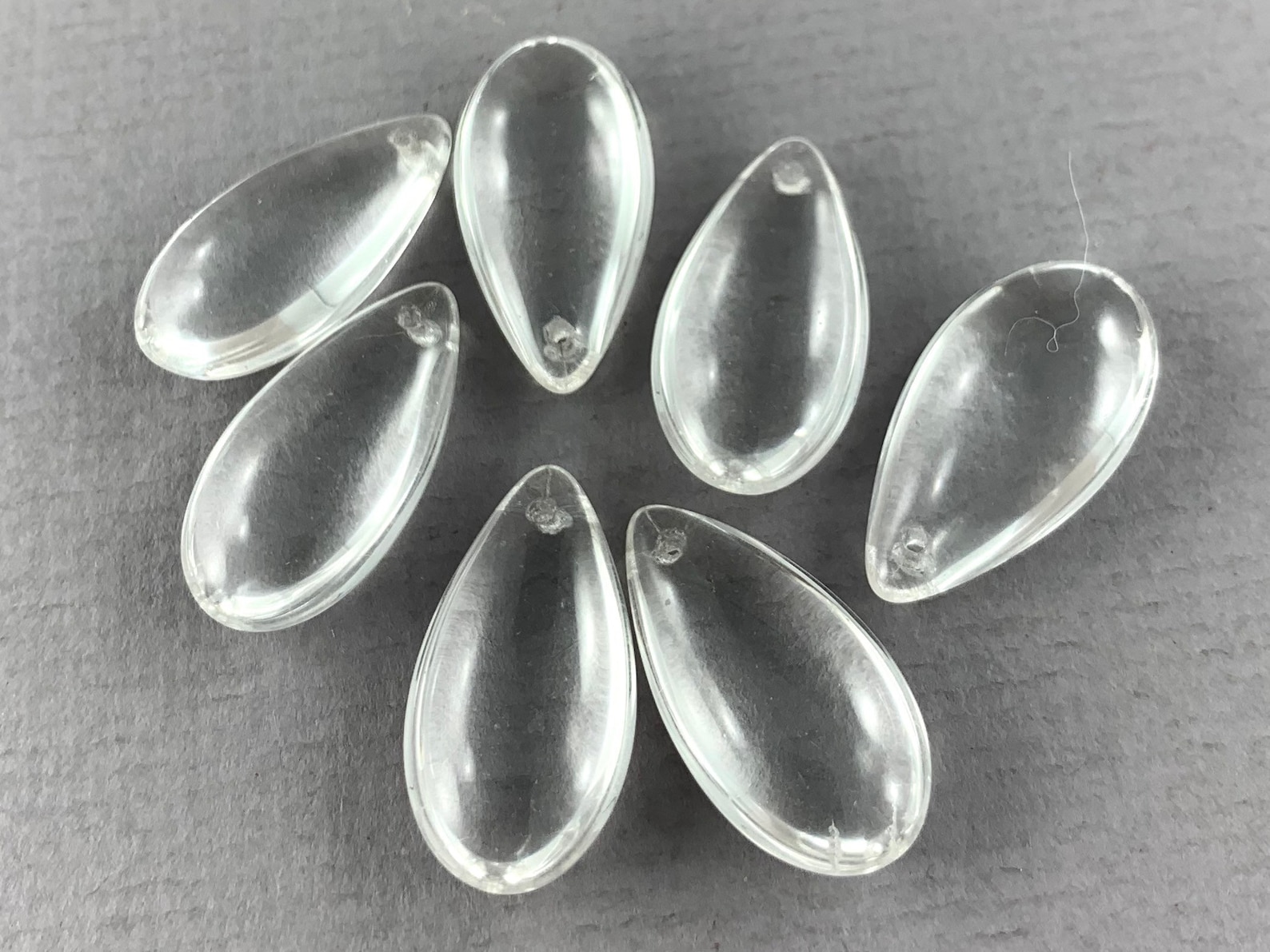 Large, Crystal Clear Pressed Transparent Czech Glass Teardrop Beads ...