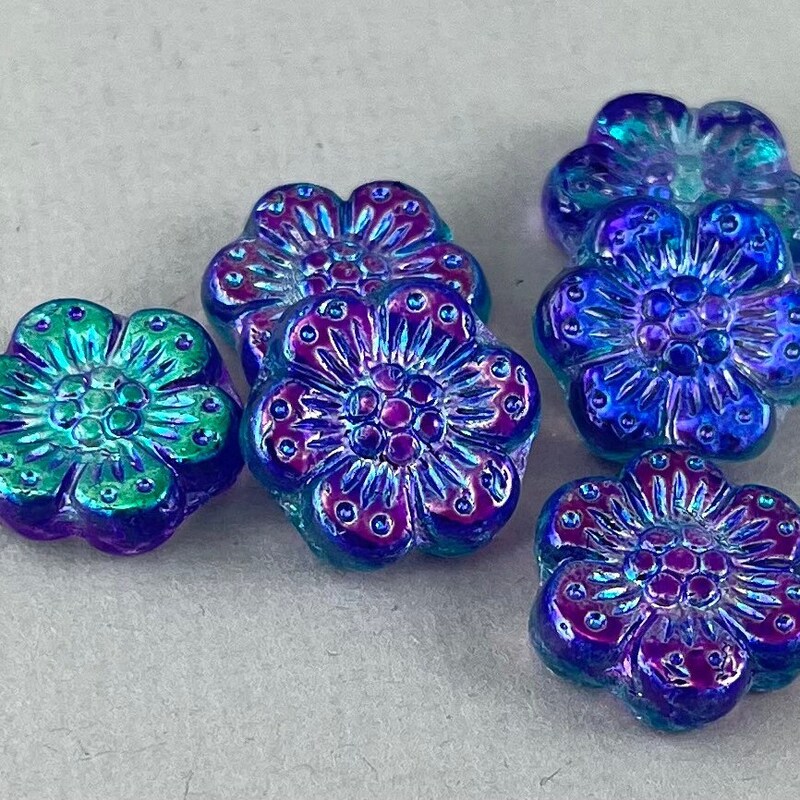 Purple Flower Beads - Etsy