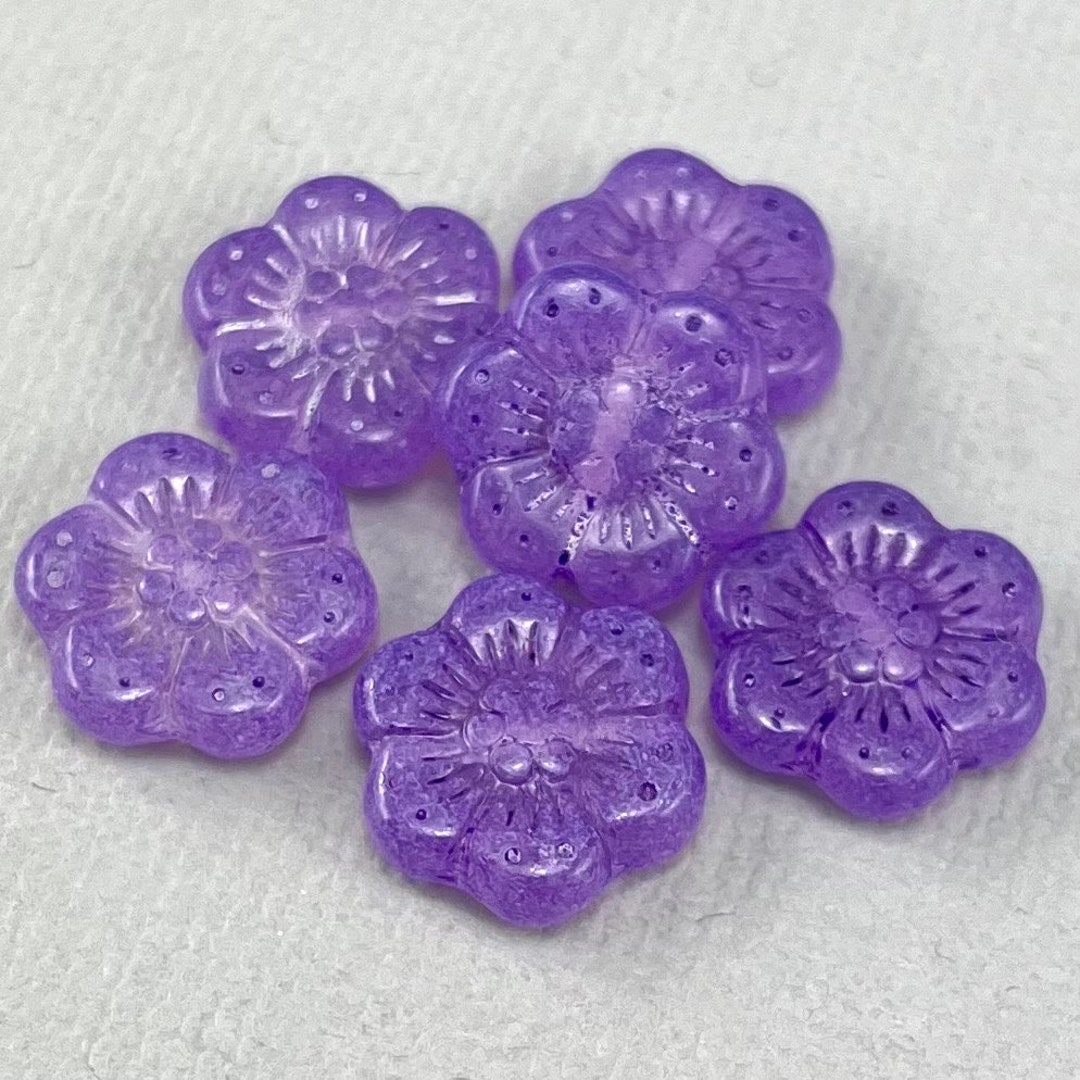 Transparent Purple Czech Glass Wild Rose Flower Beads, Gummy Bear ...