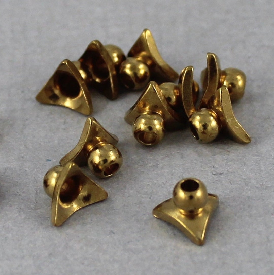 Triangle Base Raw Brass Spacer Bead Caps - 4mm X 6mm - 12 or 24 Pcs ...