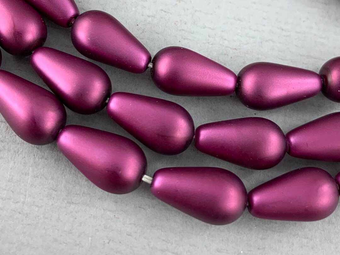 Matte, Mulberry Four SIZES, Purple Czech Glass Teardrop Pearl Beads ...