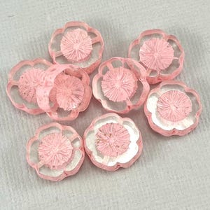 Crystal Clear Czech Hibiscus Glass Flower Beads, Chalky Rosaline Pink ...