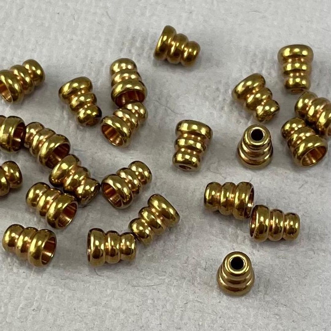 Ribbed Raw Brass Cone Shaped, Beehive Spacer Bead Caps - 5mm X 4mm - 24 ...
