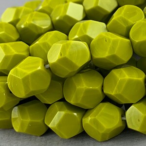 Nugget Cut Gaspeite Opaque Czech Glass Beads, Olivine, Olive Green ...