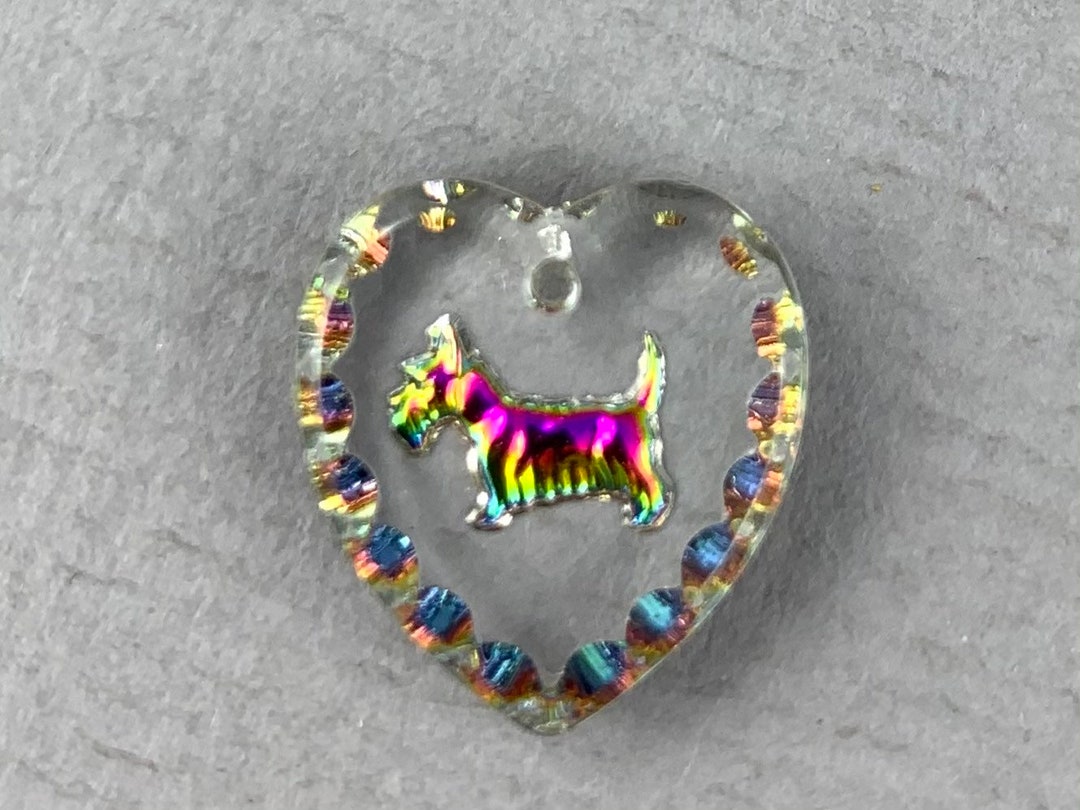 Crystal Clear Helio Red Scottie Dog Intaglio Buff Glass Heart Pendant ...