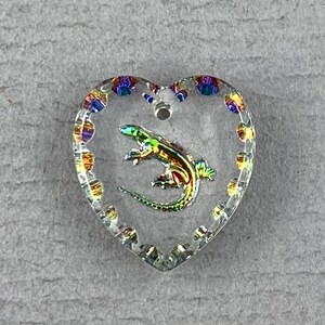 Crystal Clear Helio Pink Lizard Intaglio Buff Glass Heart Pendant ...