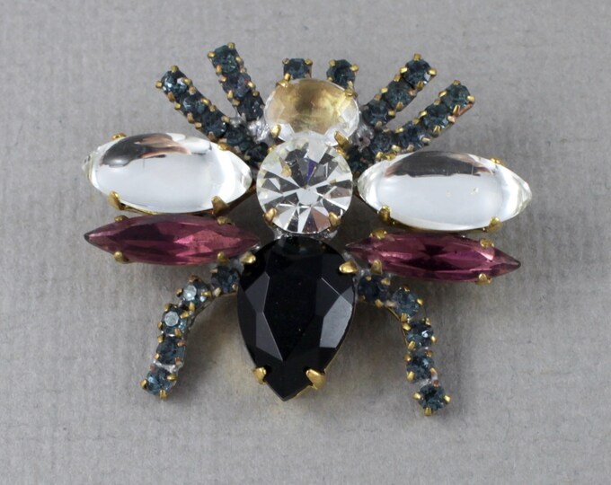 Large, Purple, Clear Bug, Beetle, Insect, Bee Czech Glass Rhinestone ...