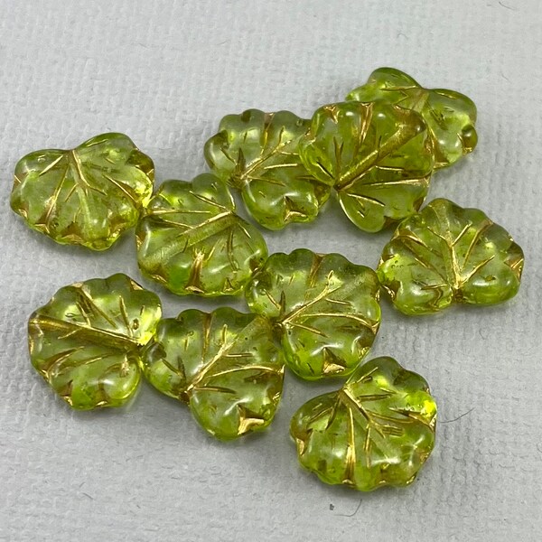 Green Glass Maple Leaf Beads - Etsy