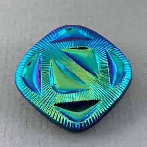 Vintage Metallic Blue Square in a Square Czech Glass Button - Etsy