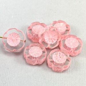 Crystal Clear Czech Hibiscus Glass Flower Beads, Chalky Rosaline Pink ...