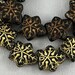 Jet Black Czech Glass Chestnut Leaf Beads, Gold or Bronze Wash, Pressed ...
