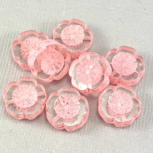 Crystal Clear Czech Hibiscus Glass Flower Beads, Chalky Rosaline Pink ...