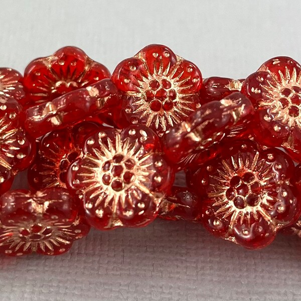 Red Czech Beads - Etsy