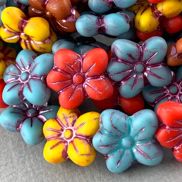 Glass Flower Beads Etsy