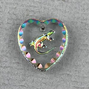 Crystal Clear Helio Pink Lizard Intaglio Buff Glass Heart Pendant ...