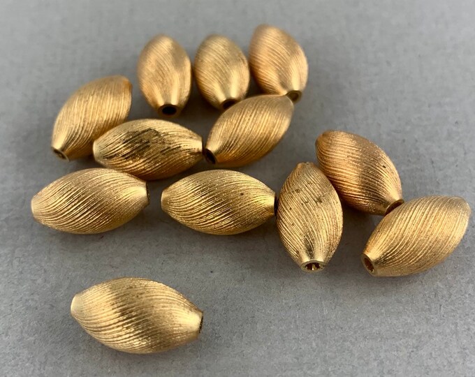 Vintage, Spiral Groove Detail Raw Brass Beads, Spacer Oval Beads - 14mm ...