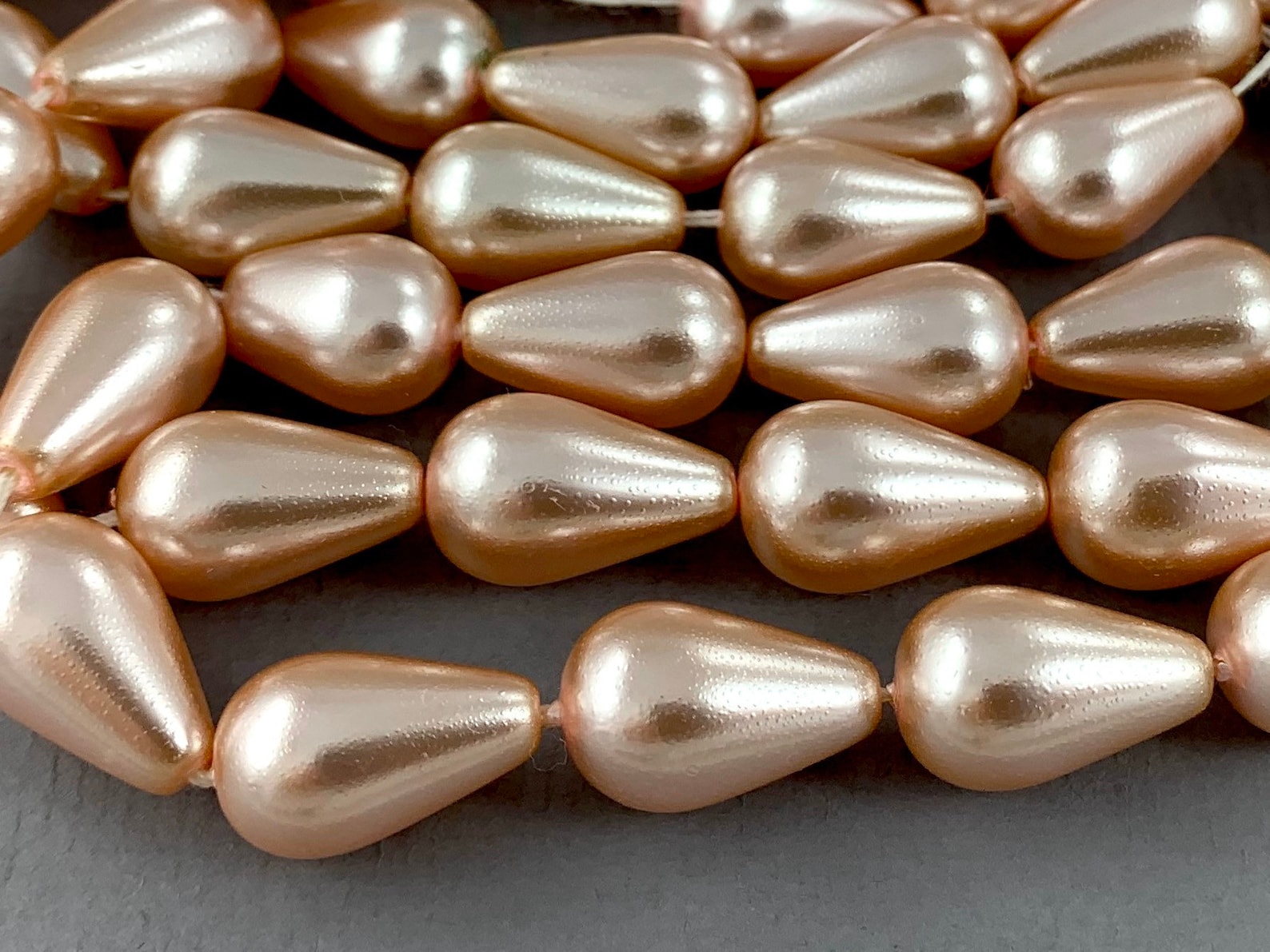Light Rose Czech Glass Teardrop Pearl Beads, Pear, Pink, Blush - 6 or ...