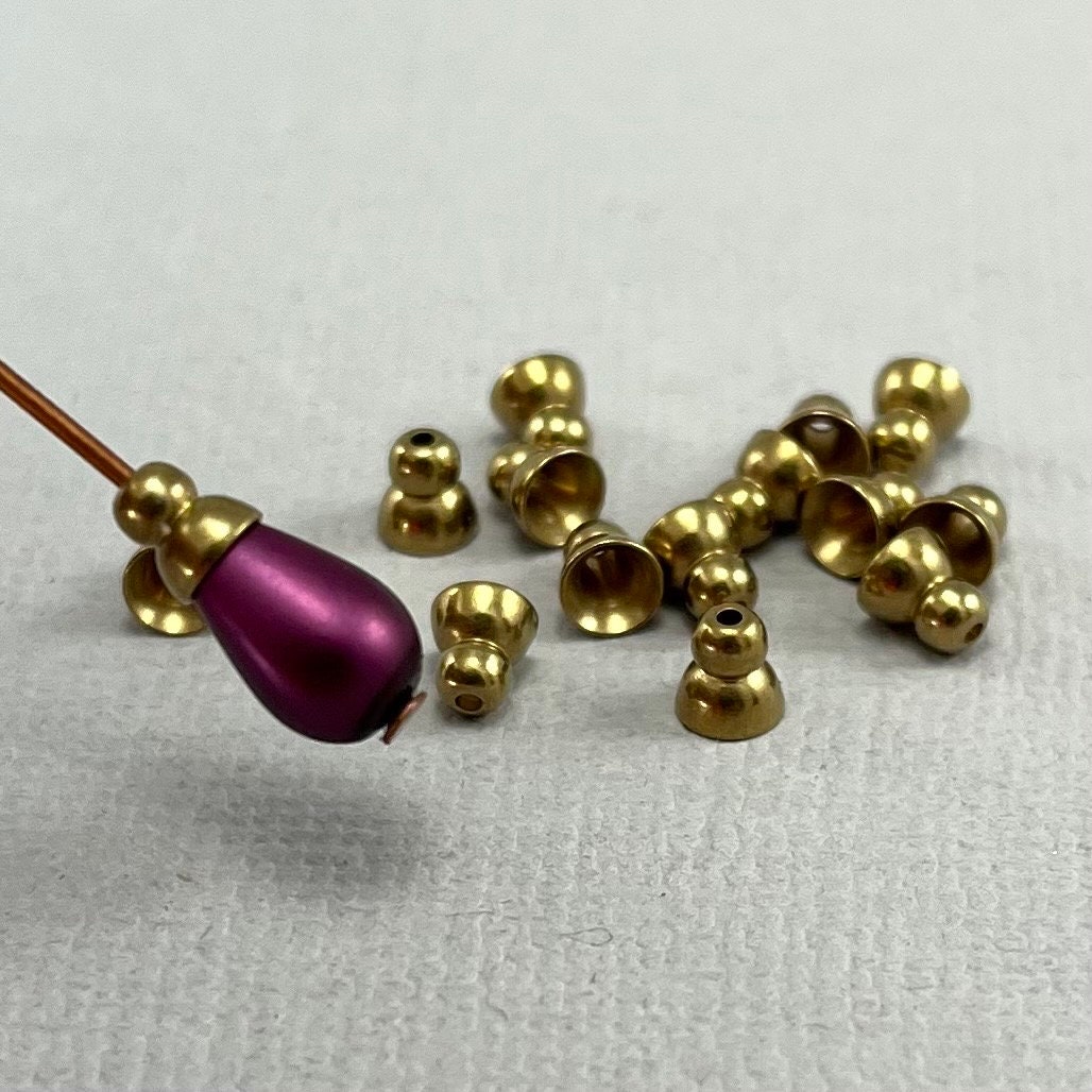 Tiny Raw Brass Cone Shaped Spacer Beads Caps - 4mm X 4mm - 24, 72 or ...