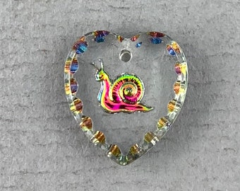 Crystal Clear Helio Pink Lizard Intaglio Buff Glass Heart | Etsy